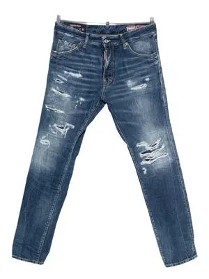 Dsquared2 Distressed Logo Patch Jeans - Blue
