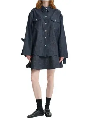 Cecilie Bahnsen Long Sleeve Shirt With Sleeve Ties - Blue