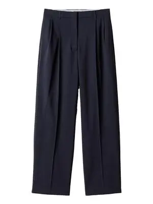 MIU MIU Miu Miu Wide-Leg Wool Trousers With Embroidered Logo