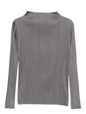 Issey Miyake Mock Neck Long-sleeve Top - Gray