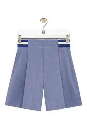 Loewe Logo Detailed Pleated Shorts - Blue