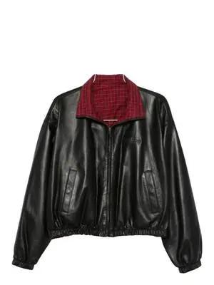 BALENCIAGA Balenciaga Reversible Zip-Up Leather Jacket With Checked Wool Lining