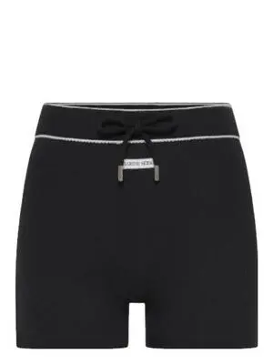 MARINE SERRE Light Ribbed Jersey Drawstring Mini Shorts - Black