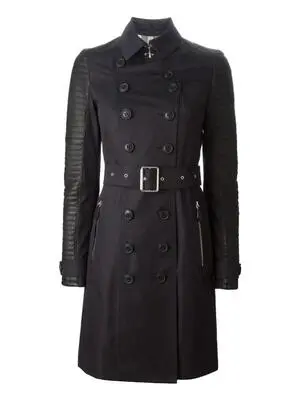 Burberry Double-breasted Trench Coat With Tie Details - Black