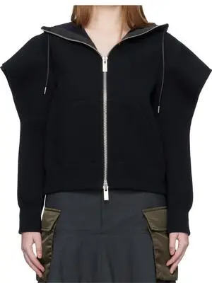 Sacai Sponge Sweat Zip-up Hoodie - Black