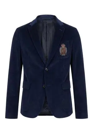 Gucci Single-breasted Notched Lapel Suit Coat With Logo Emblem - Blue