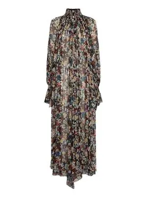 Khaite Edgar Silk Turtleneck Long Dress - Multicolor