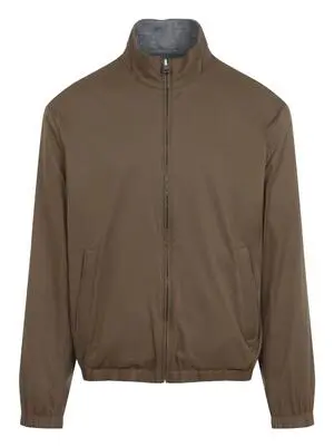 Canali Zip-fastening Jacket With Stand Collar - Beige