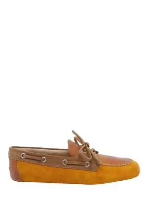 Miu Miu Lace-up Boat Flats - Orange