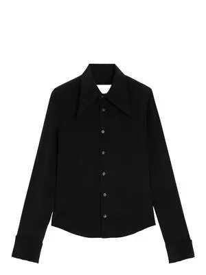Ami Sharp Collar Crepe Shirt - Black