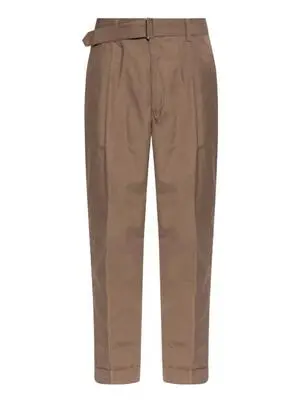 Officine Générale Hugo Belted Pleated Trousers - Ginger Bread