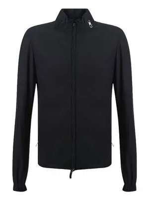 Giorgio Armani Long-sleeve Zip-up Stand Collar Jacket - Black