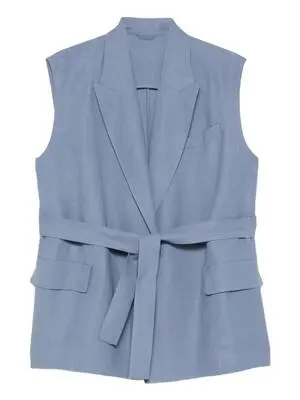 Brunello Cucinelli Sleeveless Belted Blazer - Blue