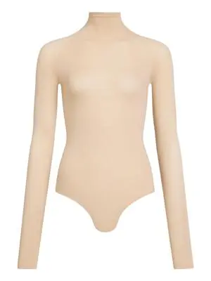 Alaïa High Neck Second-skin Knit Bodysuit - Nude