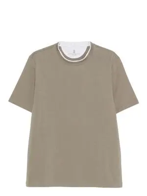 Brunello Cucinelli Layered-effect Crewneck T-shirt - Grey