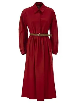 Max Mara Belted Shirt Dress - Red