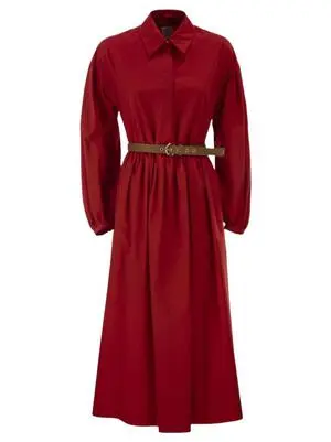Max Mara Max Mara Studio Belted Shirt Dress Red