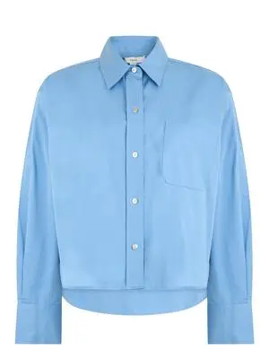 Vince Cropped Long-sleeve Shirt - Blue