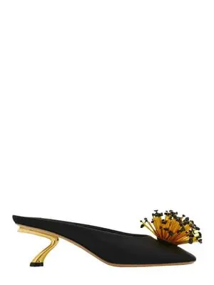 FERRAGAMO Embellished Heel Mules - Black