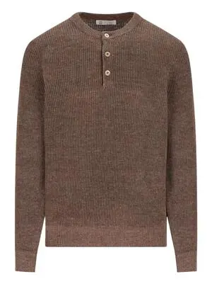 BRUNELLO CUCINELLI Brunello Cucinelli Ribbed Henley Knit Sweater