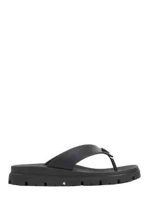Prada Soft Cage Logo Flip Flops - Black