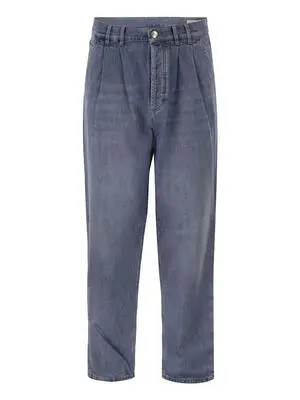 Brunello Cucinelli Pleated Relaxed Fit Jeans - Gray