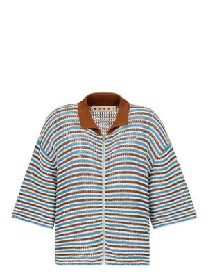Marni Striped Zip-up Cardigan - Blue