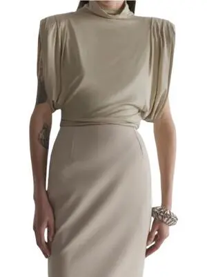 MUGLER High-neck Top - Nude