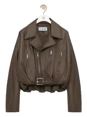 Loewe Biker Jacket In Nappa Lambskin - Khaki Green