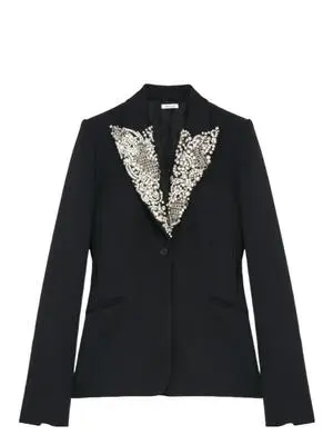 Alexander McQueen Chain Mail Embroidery Single-breasted Jacket - Black