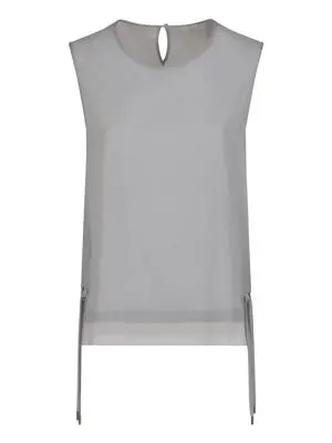 Peserico Sleeveless Round Neck Top With Side Ties - Gray
