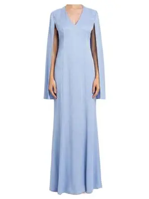 TWINSET V-neck Long-sleeve Cape Dress - Blue