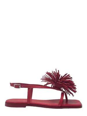 VIC MATIE Vic Matie Square Open Toe Fringed Thong Sandals