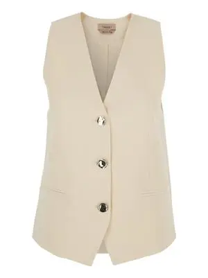 TWINSET Buttoned V-neck Gilet Jacket - Nude