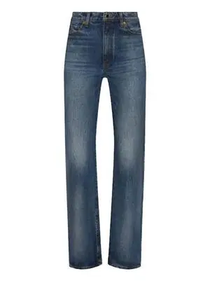 Khaite Danielle Cotton Blend Straight Leg Jeans - Blue