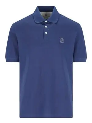 Brunello Cucinelli Brunello Cucinelli Collared Short-Sleeve Polo Shirt Blue