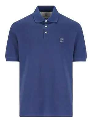 Brunello Cucinelli Collared Short-sleeve Polo Shirt - Blue