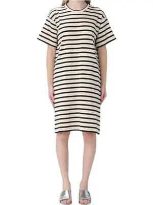 JIL SANDER Striped Crewneck Dress - Nude