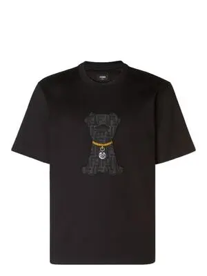 Fendi Logo Dog Crewneck T-shirt - Black