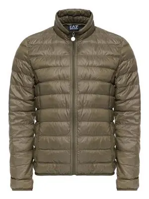 EA7 Quilted Down Jacket With Logo Detail - Green