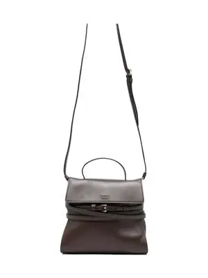 Moschino Buckle Detail Leather Mini Bag - Dark Brown