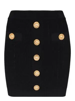 Balmain Button Embellished Knitted Skirt - Black