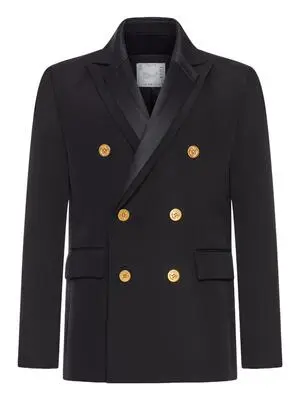 Sacai Double-breasted Jacket With Lapel Collar - Black