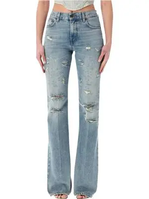 HAIKURE Flora Broken Distressed Flared Jeans - Gray