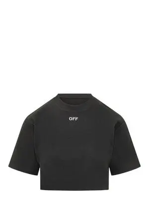 Off-White Off Stamp Rib Cropped T-shirt - Black