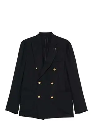 LARDINI Double-breasted Coat - Black