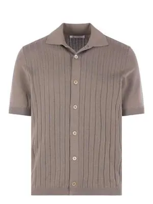 Brunello Cucinelli Short-sleeved Collared Cardigan - Gray