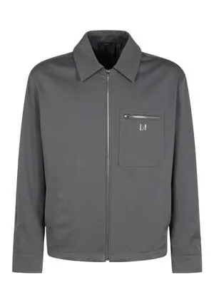 Fendi Ff Logo Plaque Zip-up Blouson Jacket - Black