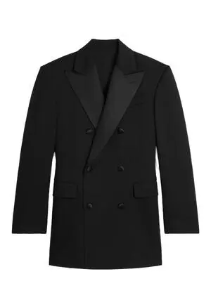 Celine Colonne Tux Jacket In Wool And Mohair Gabardine - Black