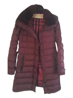 Burberry Hooded Quilted Down Jacket With Long Sleeves - Red